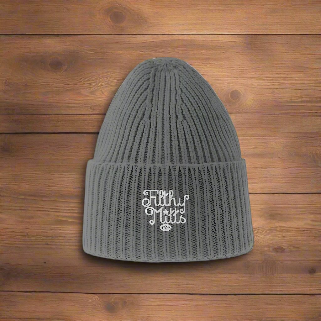 Filthy Mitts Branded Script Chunky Rib Knit Beanie – Filthy Mitts Co.